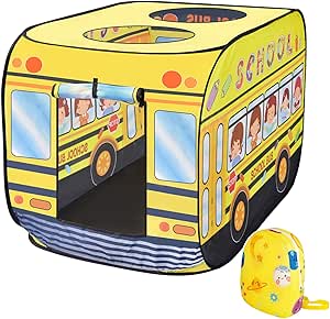 Amazon.com: FUN LITTLE TOYS School Bus Pop Up Tent Kids Foldable Play ...