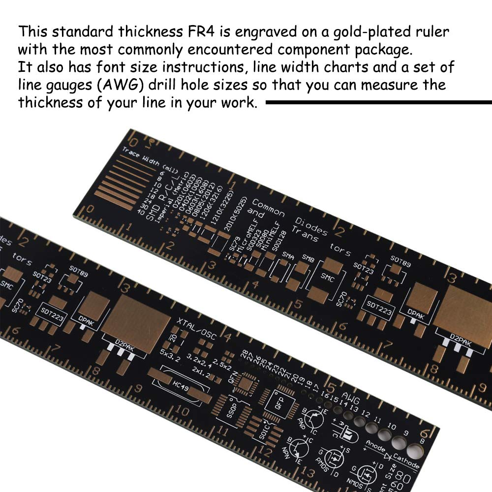 KOOBOOK 2Pcs PCB Reference Ruler PCB Packaging Units Measuring Tool ...