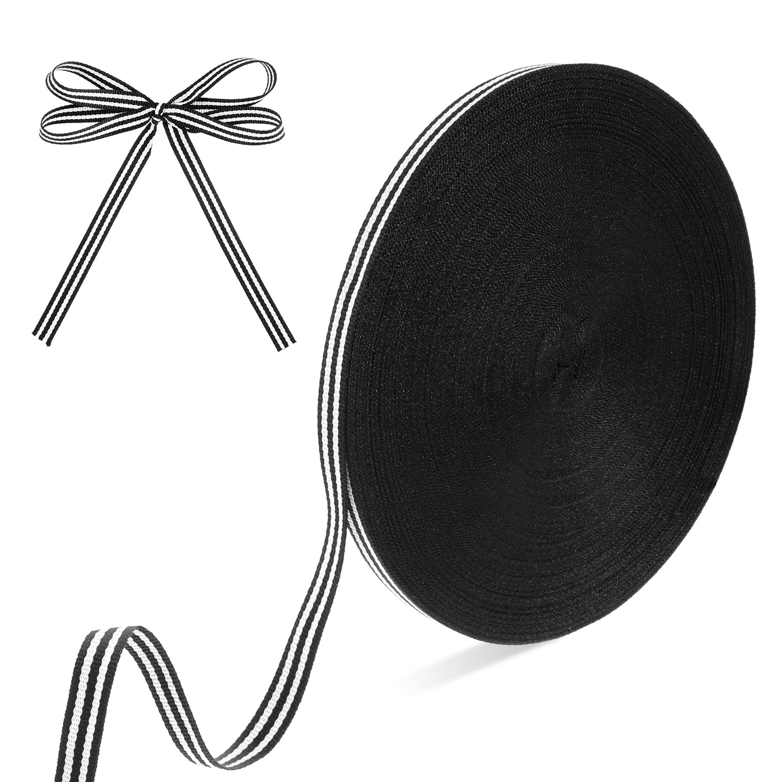 Amazon.com: 54 Yard Grosgrain Stripe Ribbon Black Stripe Plaid Ribbon ...
