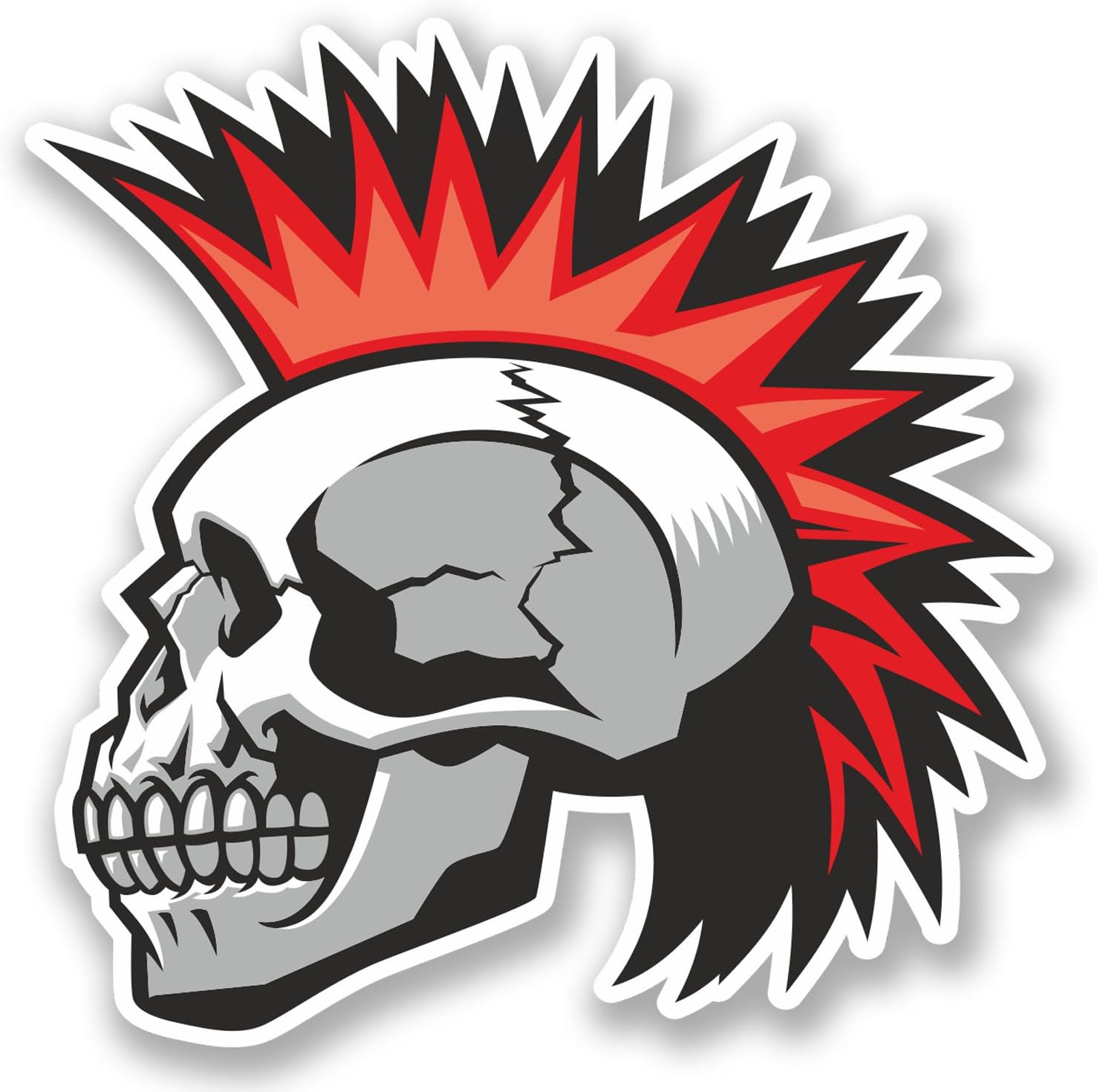 2 x Mohawk Skull Vinyl Sticker Decal iPad Laptop Car Bike Punk Rock ...