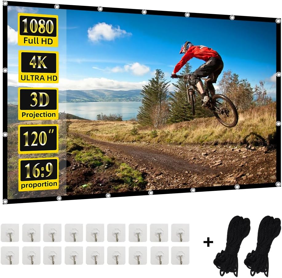 Projection Screen,GAINVANE 4K 16:9 HD Rear Front Projector Screen ...