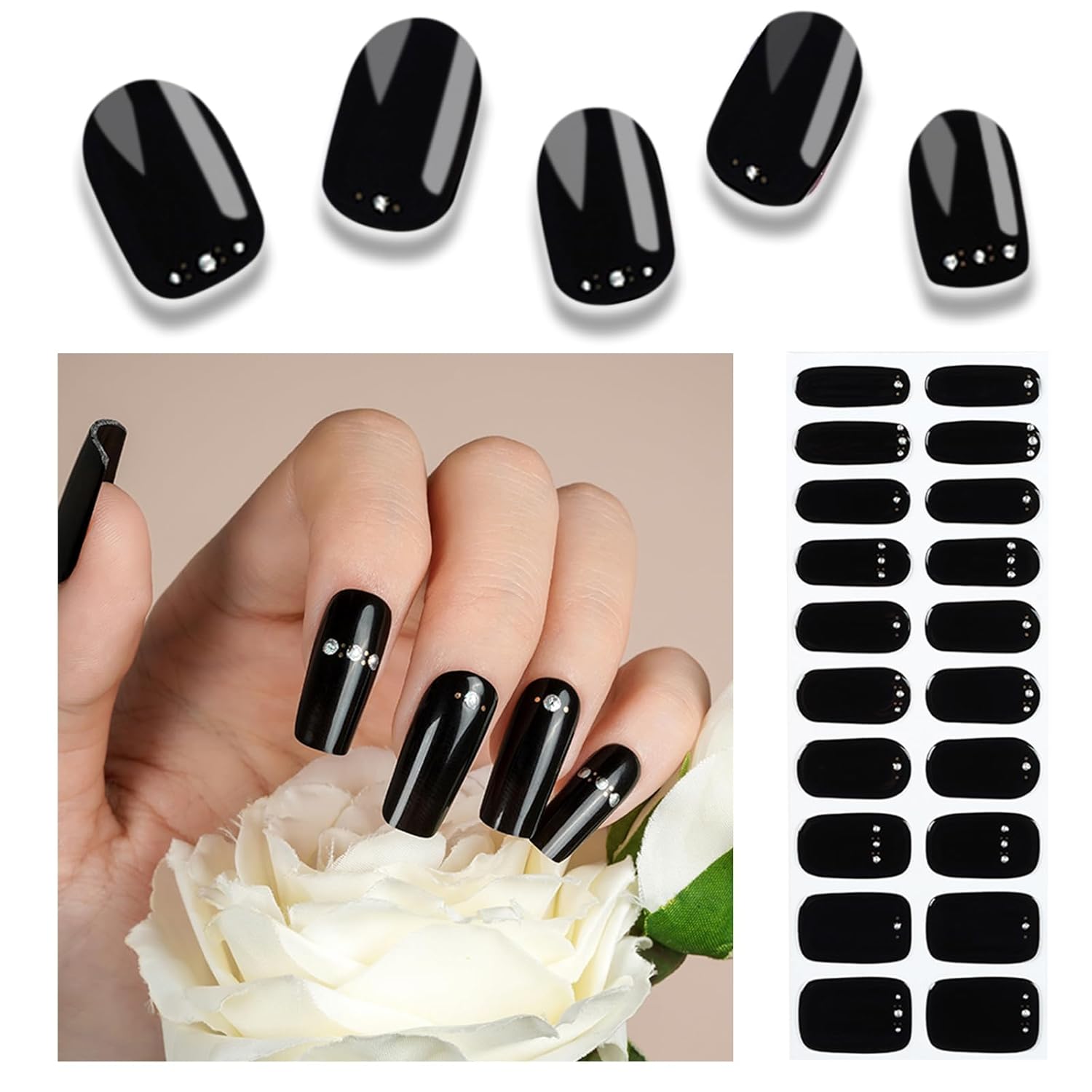 Amazon.com: Wekcekcek 20pcs Semi Cured Gel Nail Strips, Real Nail ...