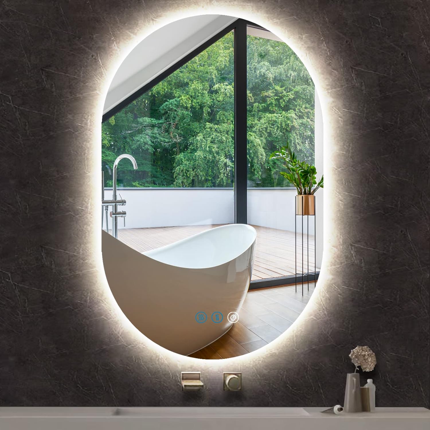 Amazon.com: DIDIDADA 32 x 20 Inch Backlit Oval Lighted Mirror for ...