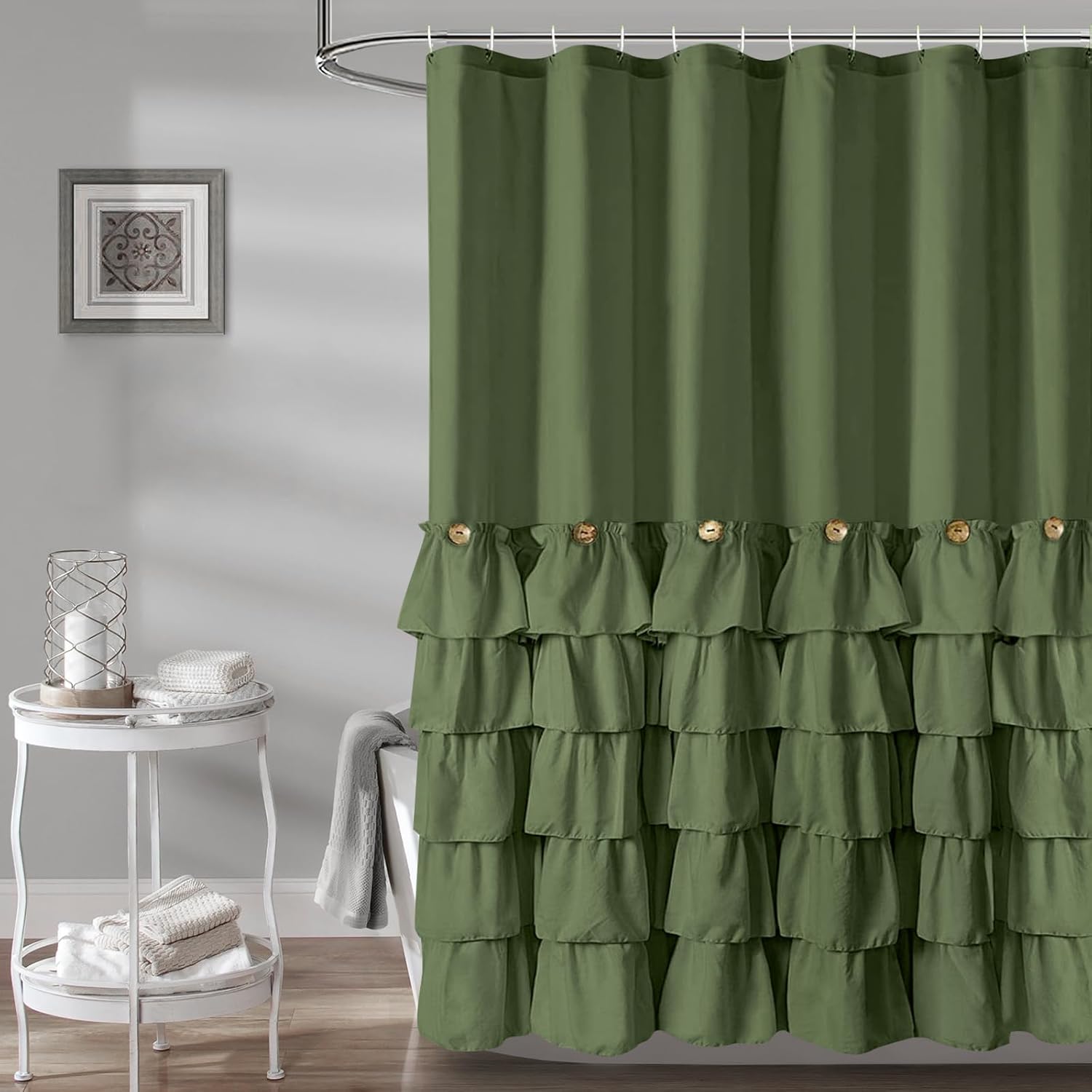 Amazon.com: Seasonwood Sage Green Shower Curtain for Bathroom Cute ...
