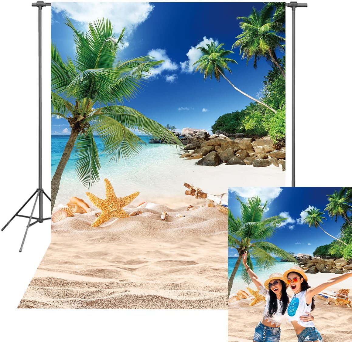 Amazon.com : Summer Beach Ocean Backdrop Summer Outdoor Blue Sky Palm ...