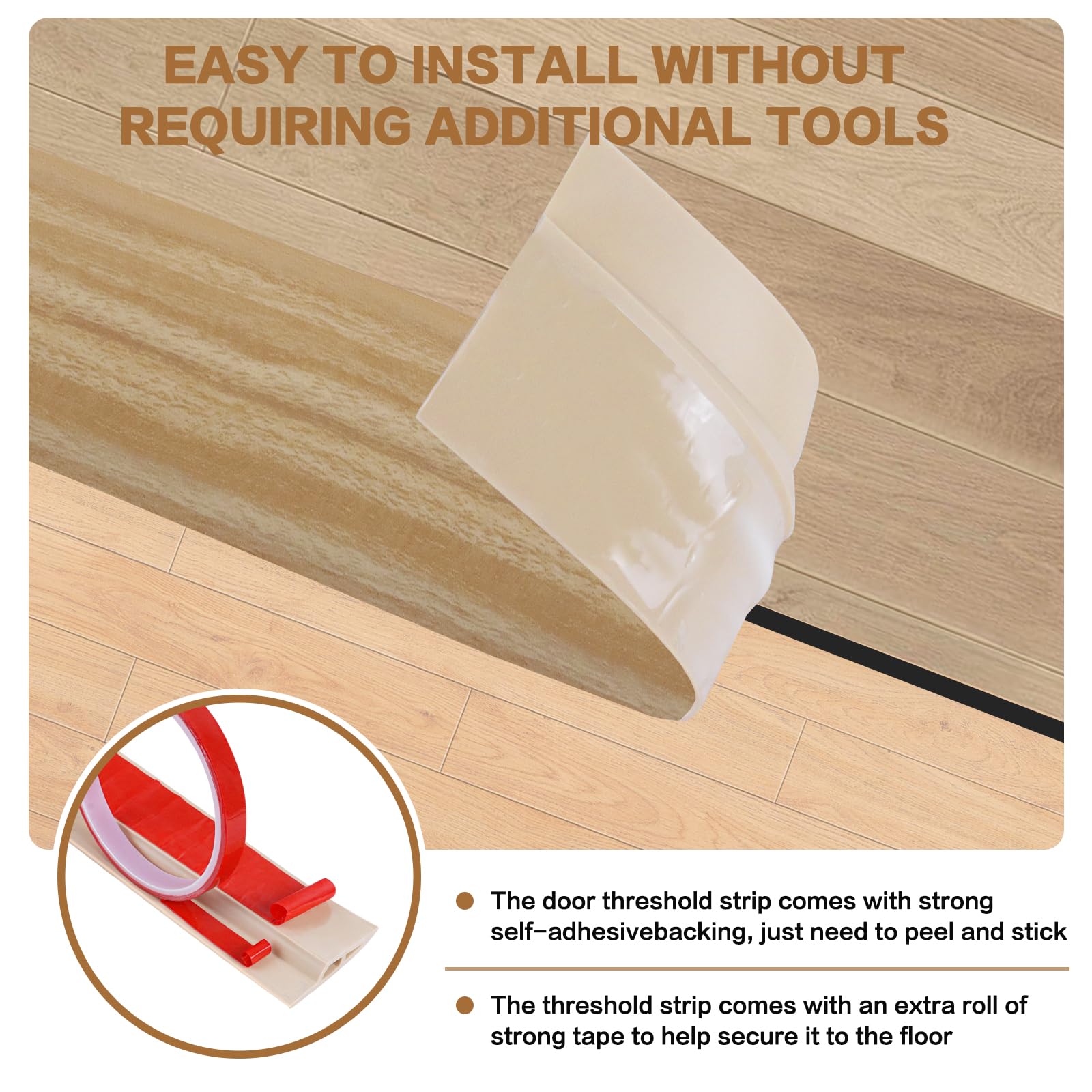 Snapklik.com : Floor Transition Strip Vinyl Door Threshold Ramp Self ...