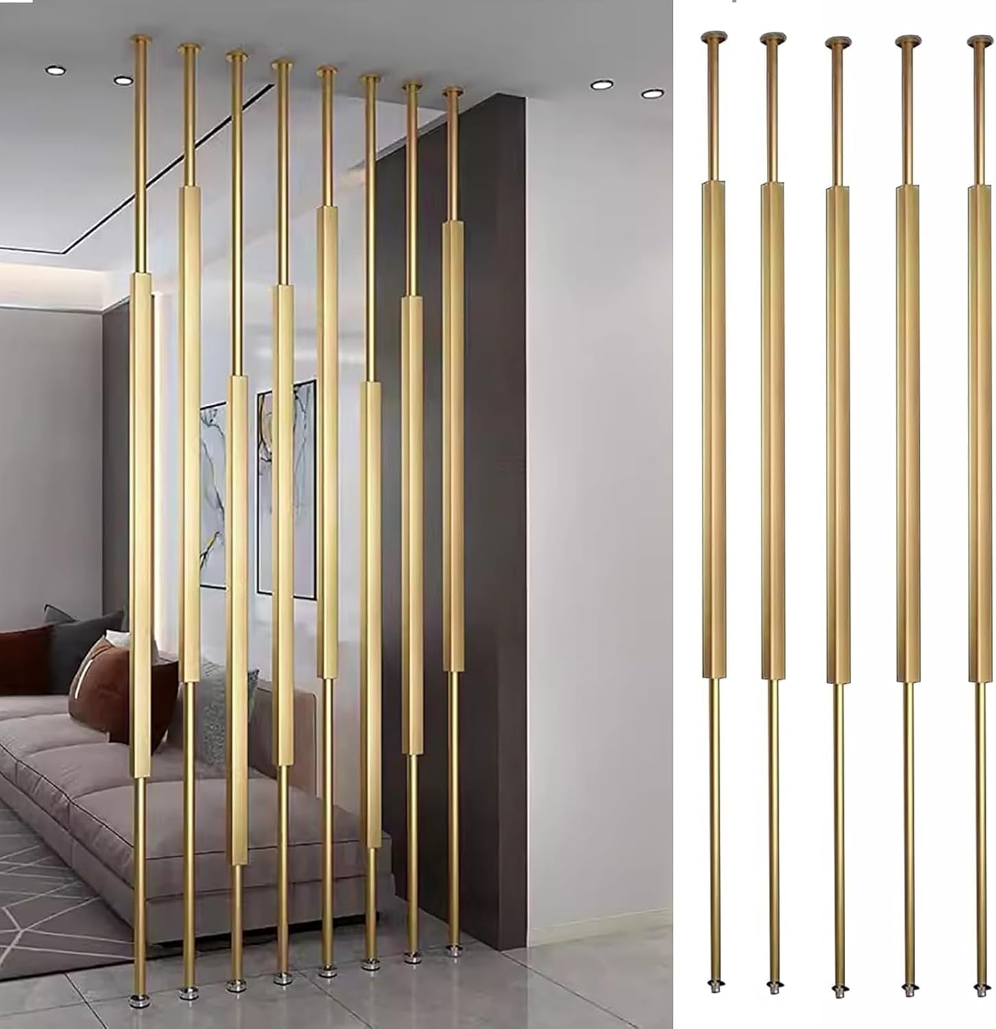 5 Pcs Metal Frame Room Divider - Customizable Wall Partition with Floor ...