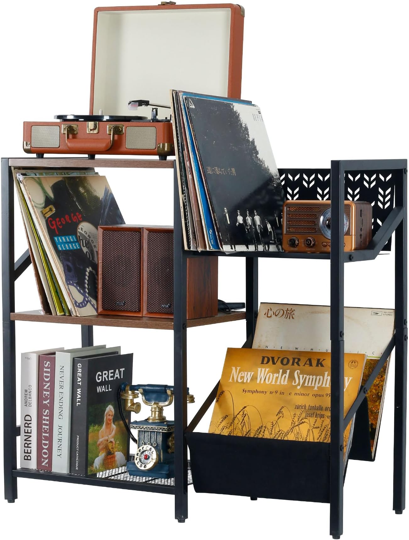 3-Tier Vinyl Record Stand, Large Record Holder Stand Up To 150 Albums ...