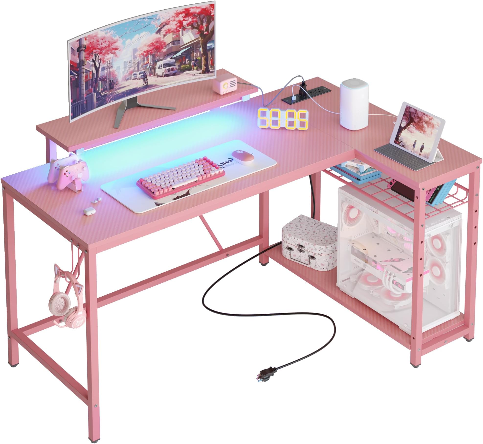 Amazon.com: Bestier 52 Gaming Desk with Power Outlet & USB Ports ...