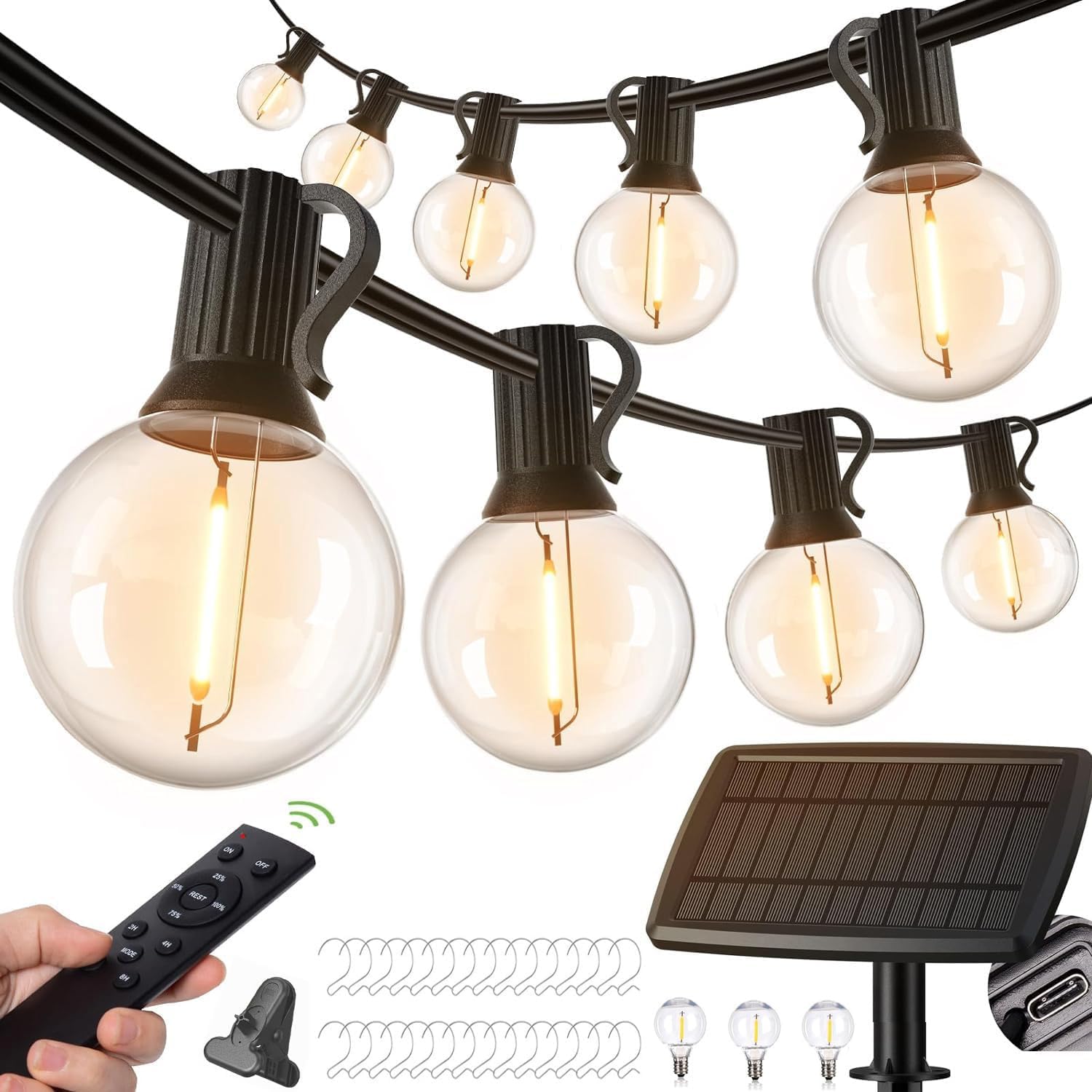 32M Serie Luces Exterior Solar con Remoto, Guirnaldas de Luces Energía ...