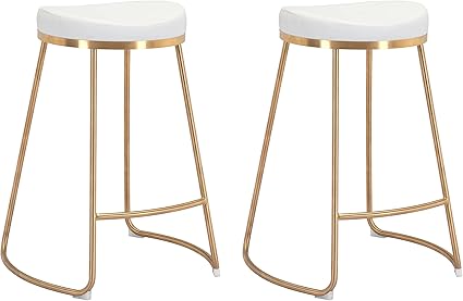 Amazon.com: Zuo Modern Bree Counter Stool (Set of 2) White & Gold ...