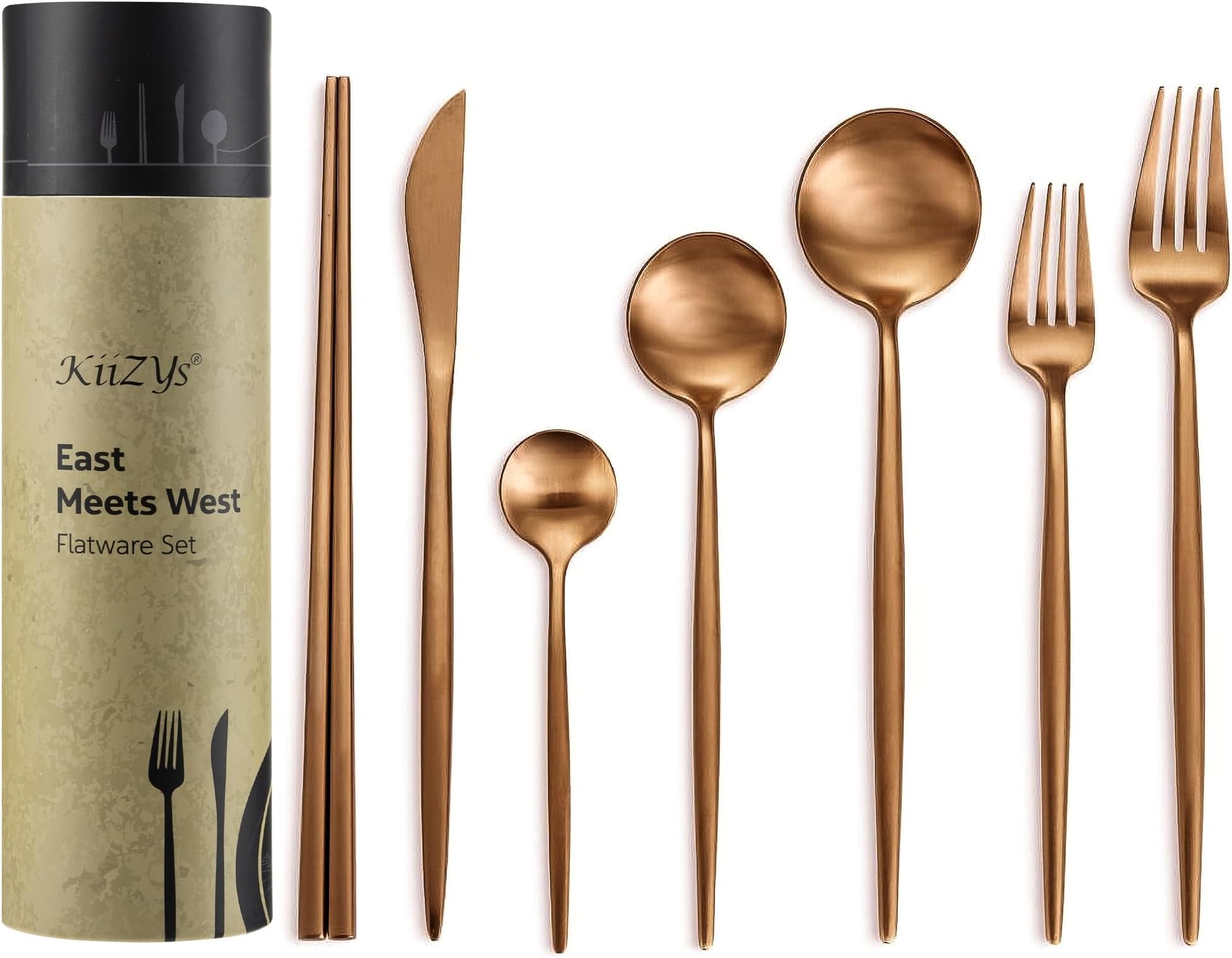 Amazon.com | Copper Silverware Set Reusable Chopsticks - KiiZYs 14 ...