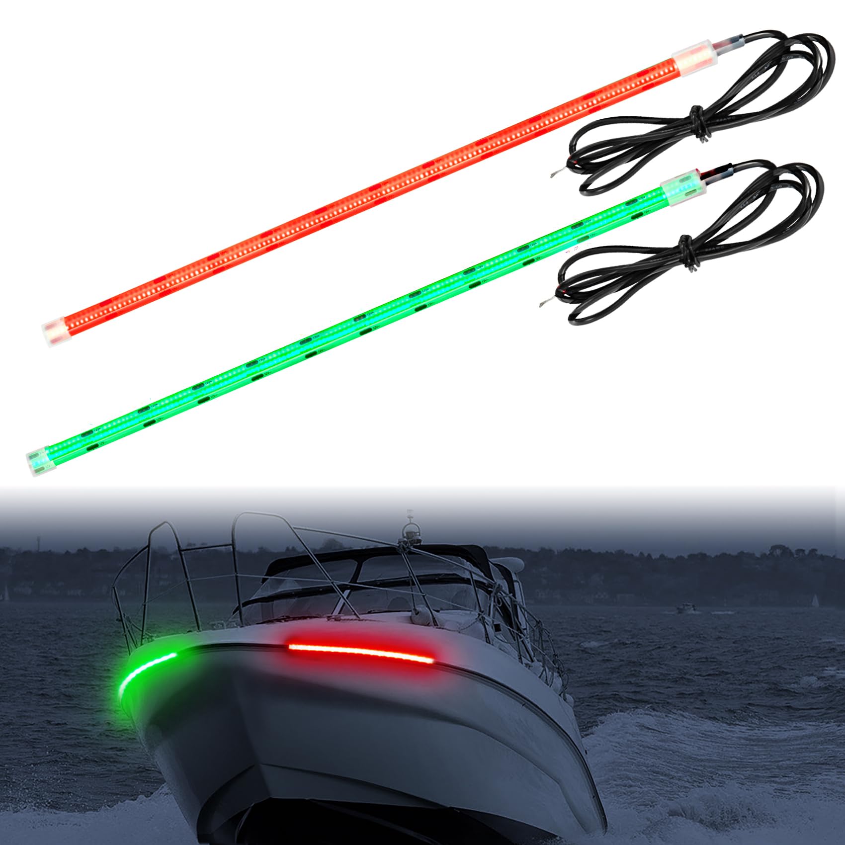 Snapklik.com : Boat Navigation Lights, 12V COB LED Red And Green IP68 ...