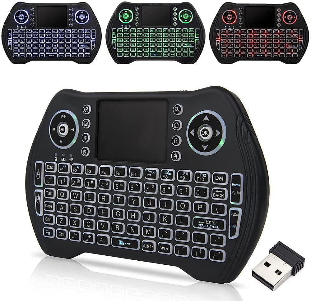 Zedo Backlit Mini Wireless Keyboard 2.4G, Handheld Remote with Touchpad Mouse for Android TV Box ...