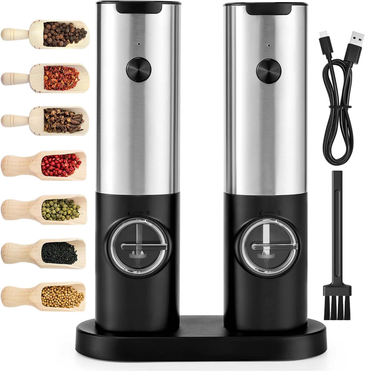 BOJIA Molinillo eléctrico recargable, Juego de molinillo de sal y ...