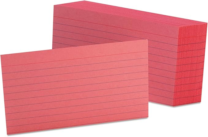 Amazon.com: Oxford 3" x 5" Ruled Index Cards, Cherry, Pack of 100 ...