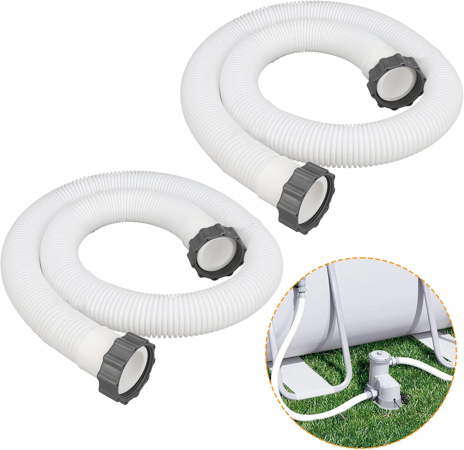Swimming Pool Pump Replacement Hose, [Set of 2] 1 1/2 Diameter 59" Long ...