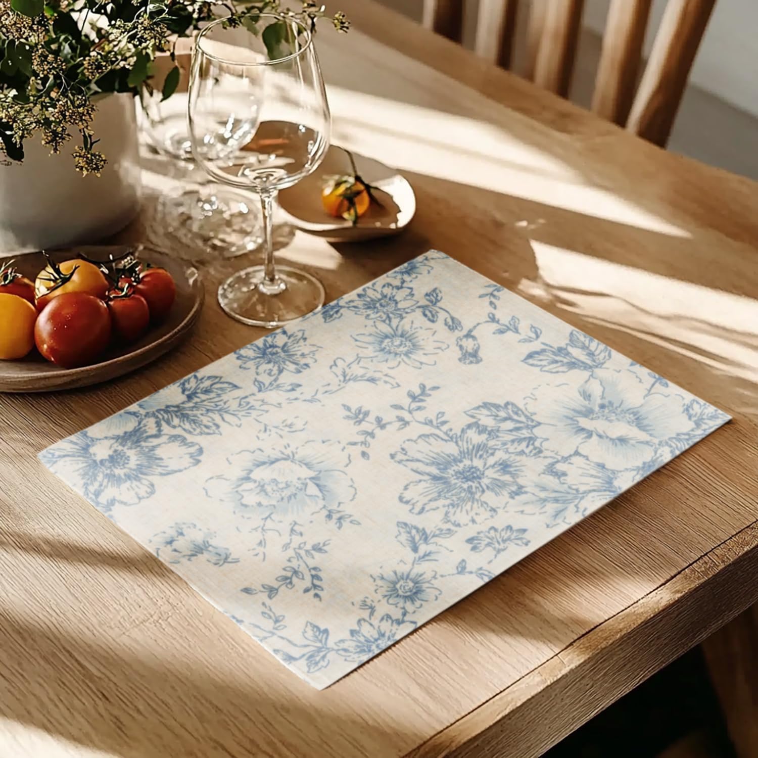 Amazon.com: JINCHAN Linen Floral Placemats Set of 4 Farmhouse Placemats ...