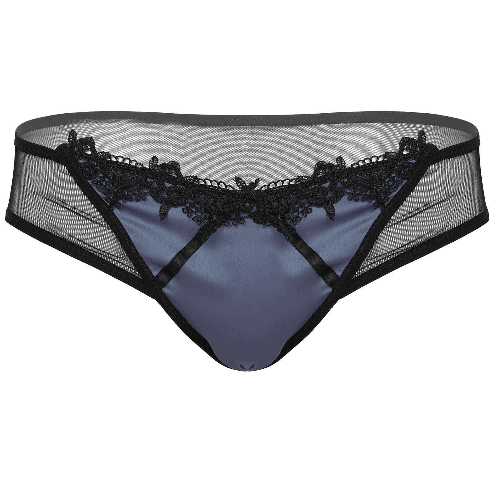 Buy Mens Lace Trim Sissy Pouch Mesh Sheer Bikini Briefs Panties Sexy ...