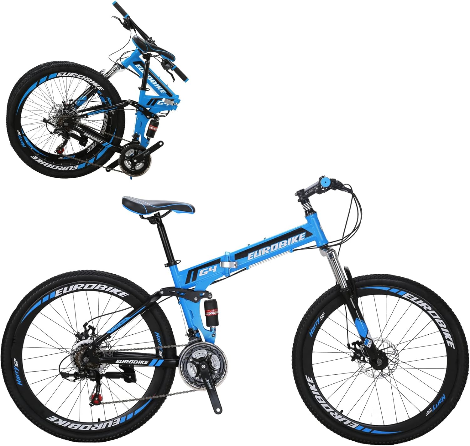 Amazon.com : EUROBIKE 21 Speed Folding Mountain Bike, 26 Inch Full Suspension MTB Bicycle for ...