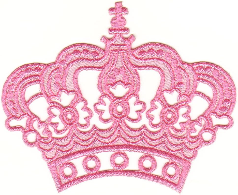 Princess Crown Sew-On Badge / Iron-On Patch in Pink ca. 8 cm x 6.5 cm ...
