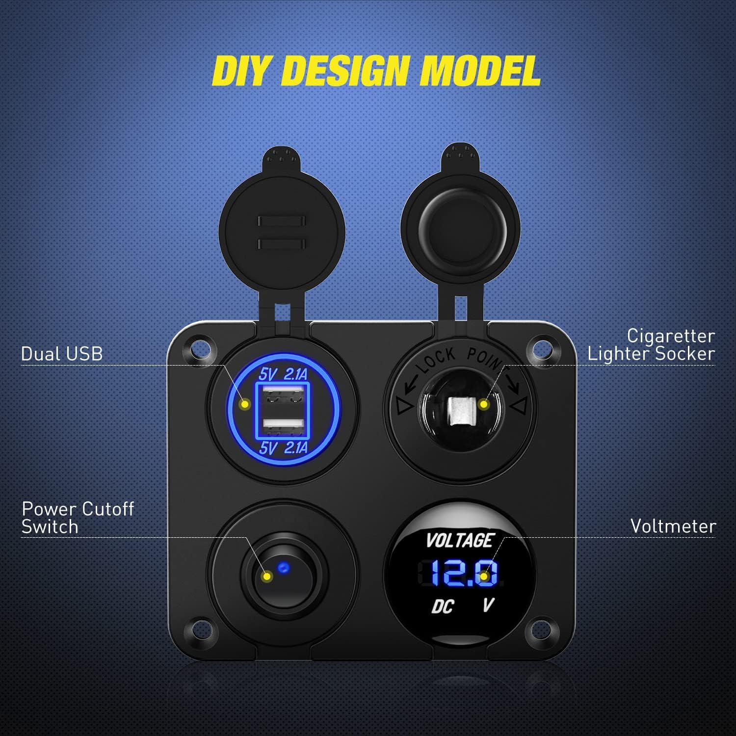 Nilight 4 in 1 ON OFF Charger Socket Panel Dual USB Charger Power ...