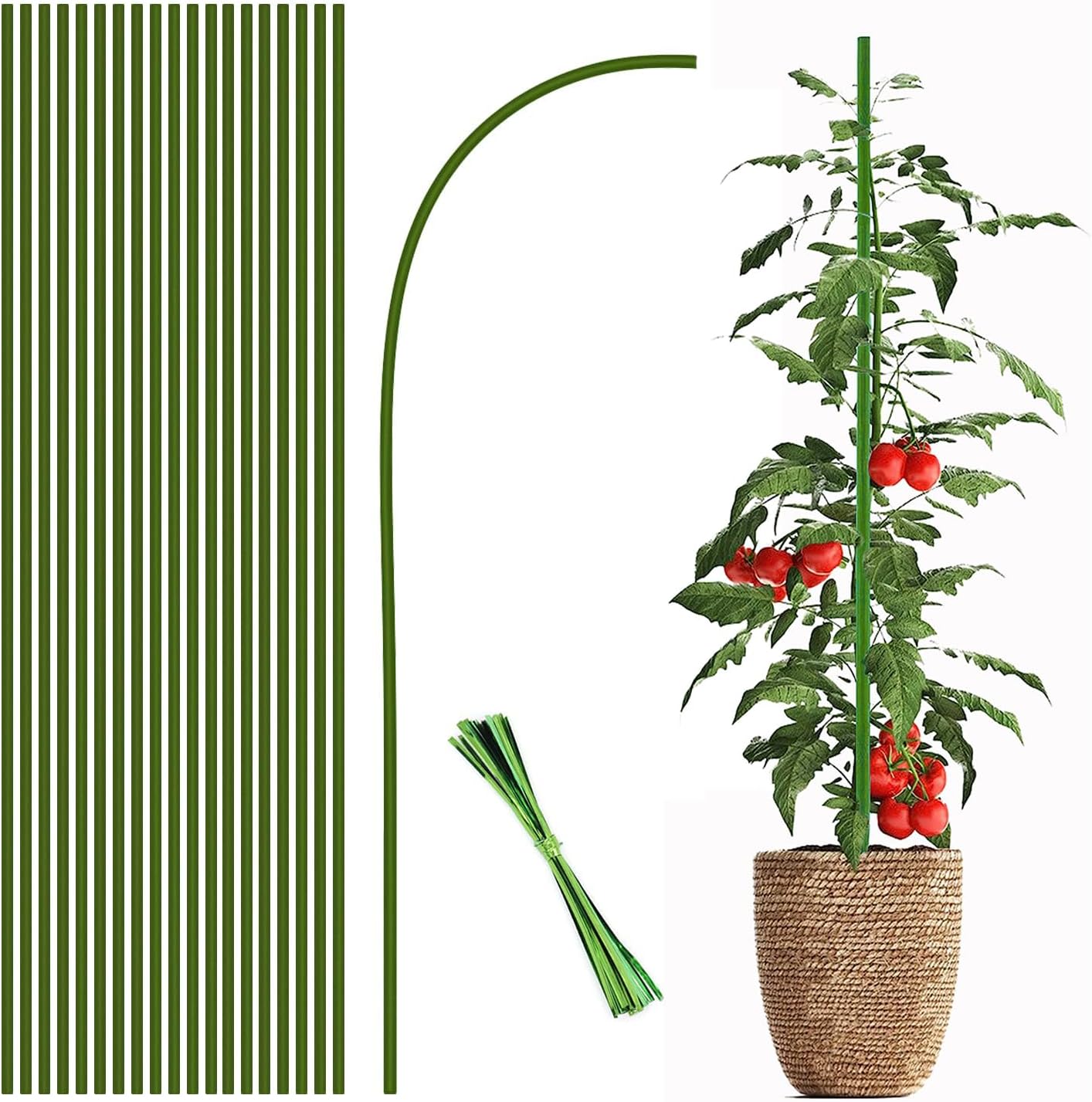 Garden Plant Stakes, 16" Bendable Single Stem Plant Support Stakes for ...