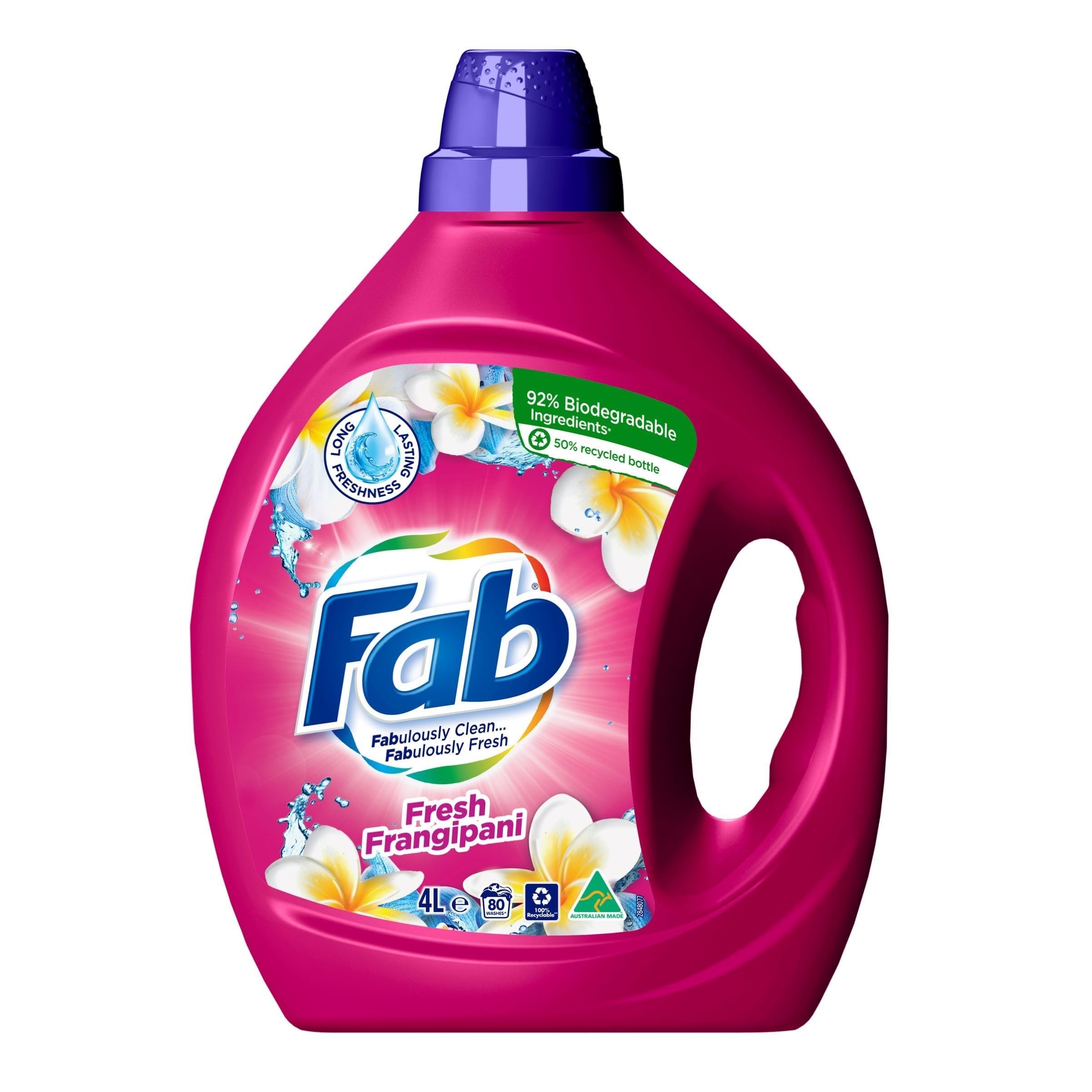 Fab Fresh Frangipani Front and Top Loader Laundry Liquid Detergent 4 ...