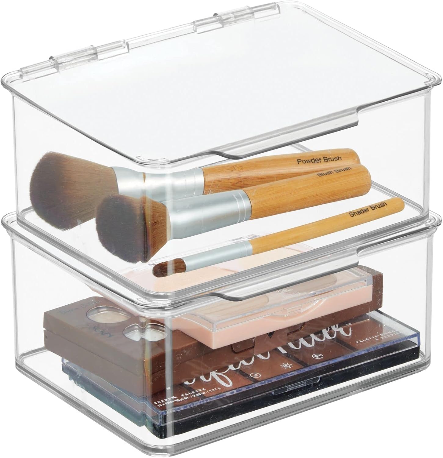 mDesign Plastic Dressing Table Storage Organiser for Makeup - Stackable ...
