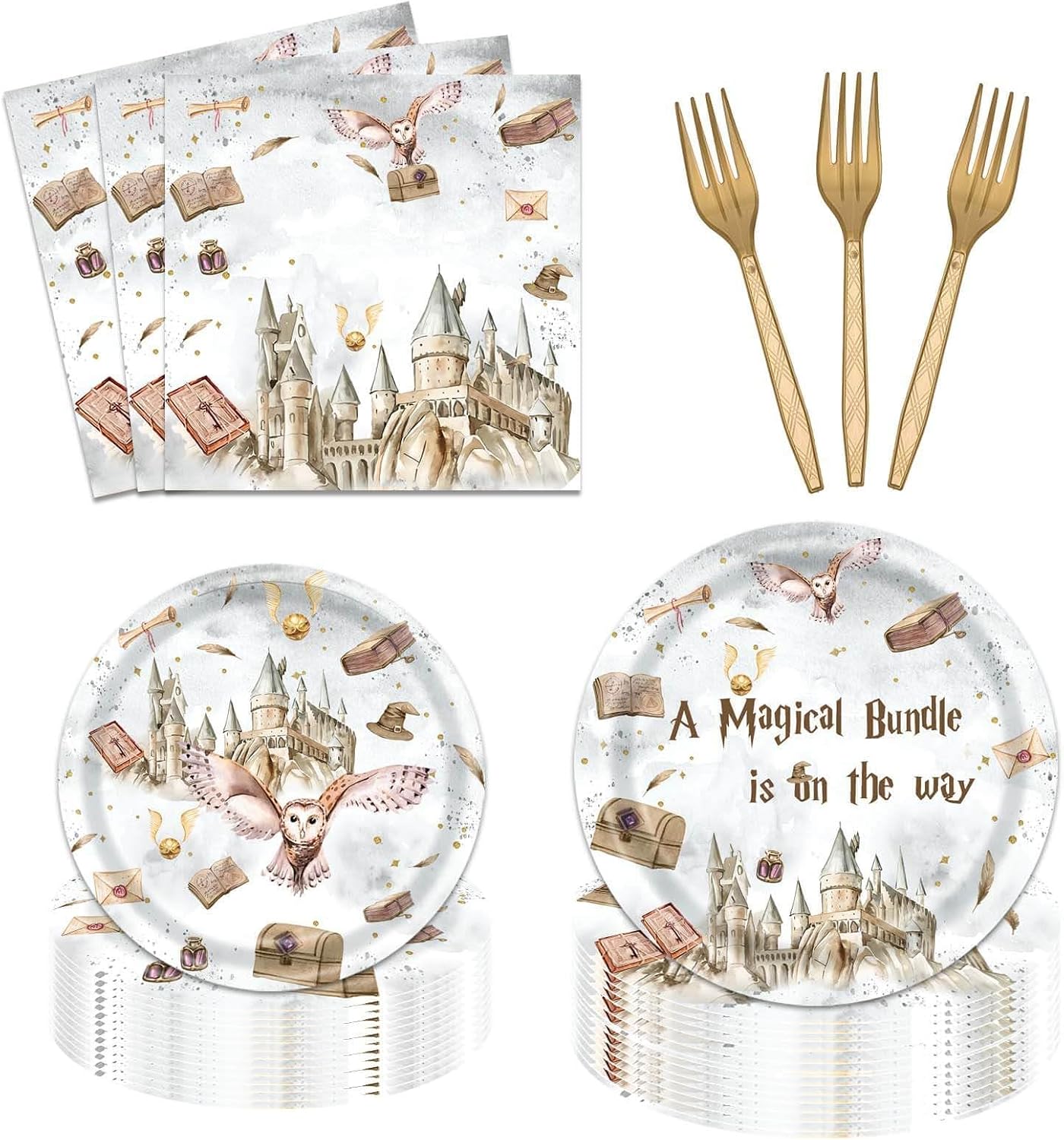 Amazon.com: 96 Pcs Magical Wizard Baby Shower Party Supplies A Magical ...