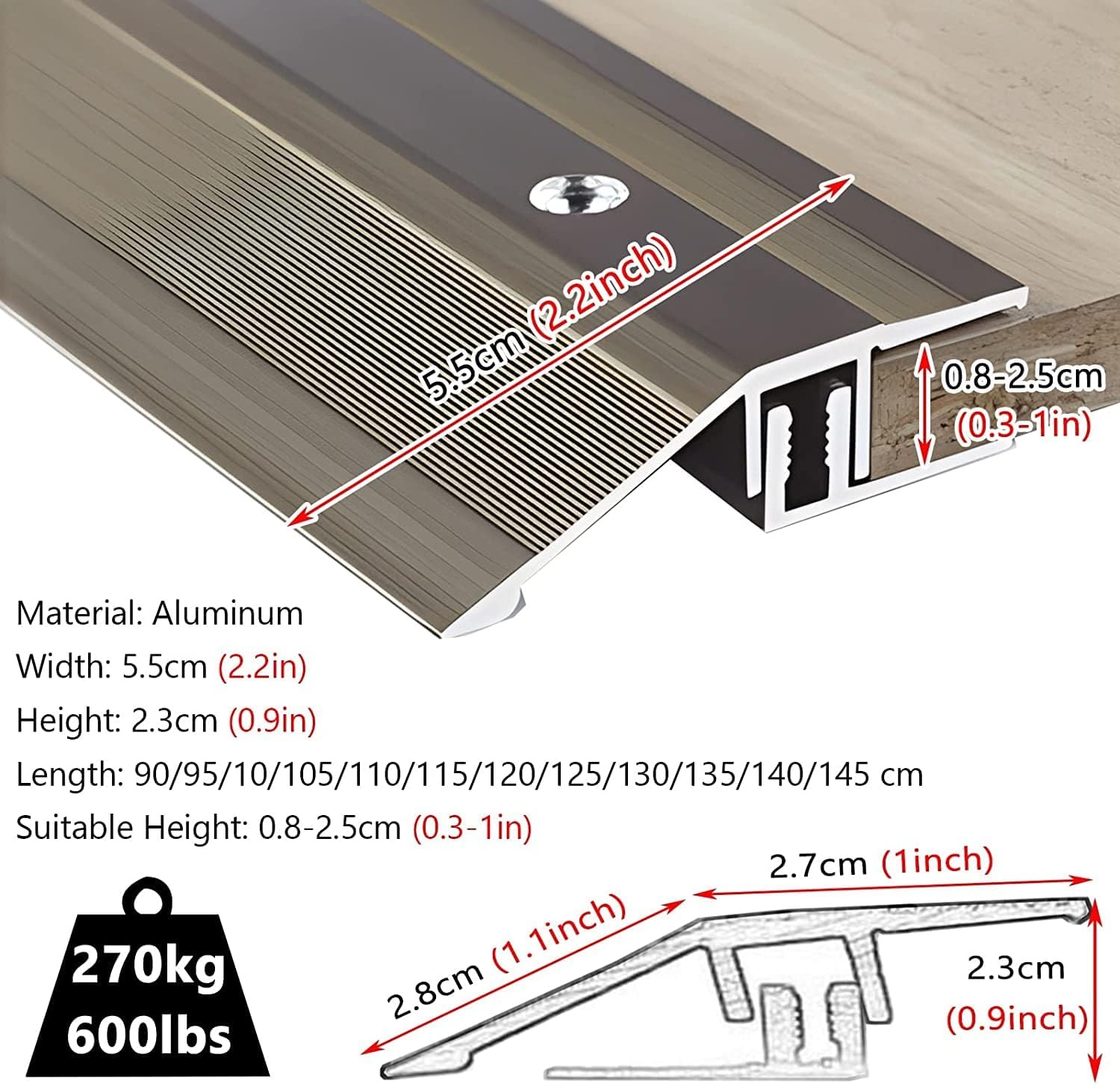 Floor Transition Strip Flooring Edge Trim, Transition Strip for Uneven ...