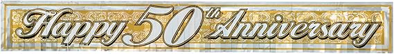 Amazon.com: Metallic 50th Anniversary Fringe Banner (gold) Party ...