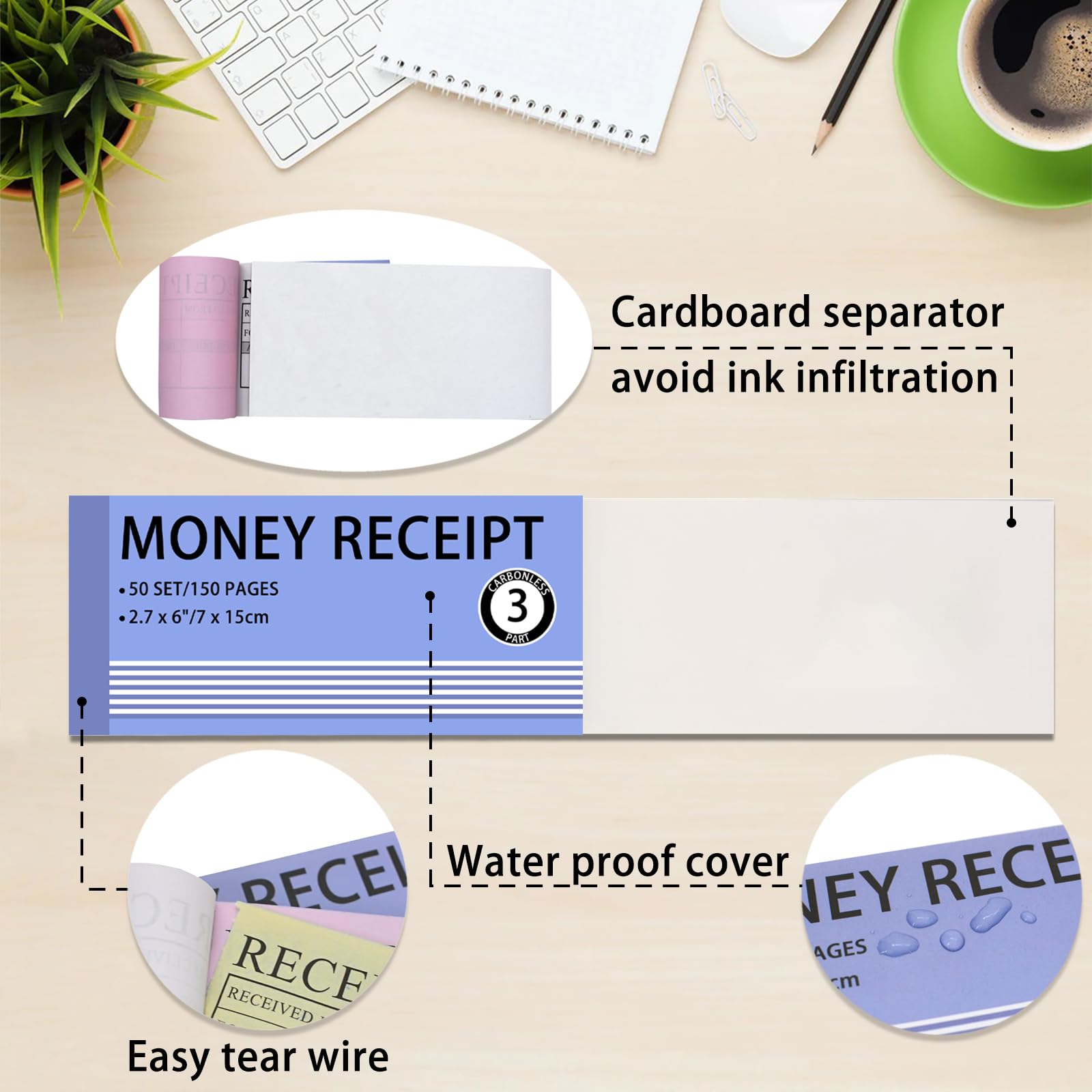 Snapklik.com : Money Receipt 5 Pack, 2.75x6 Inch Pocket Size Carbonless ...
