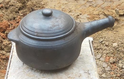 Buy Beverlion LPG and Microwave Pre Seasoned Clay Kalam Pot Handi ...