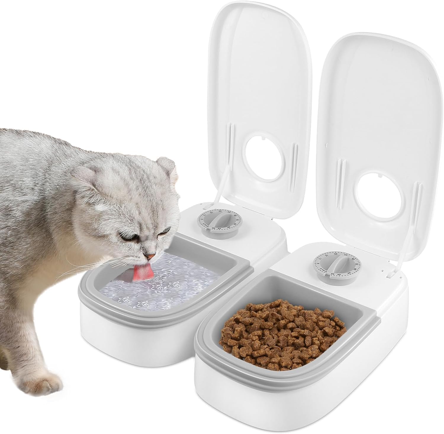 Automatic Cat Feeder & Cat Food Dispenser with Timer for Wet & Dry Food ...