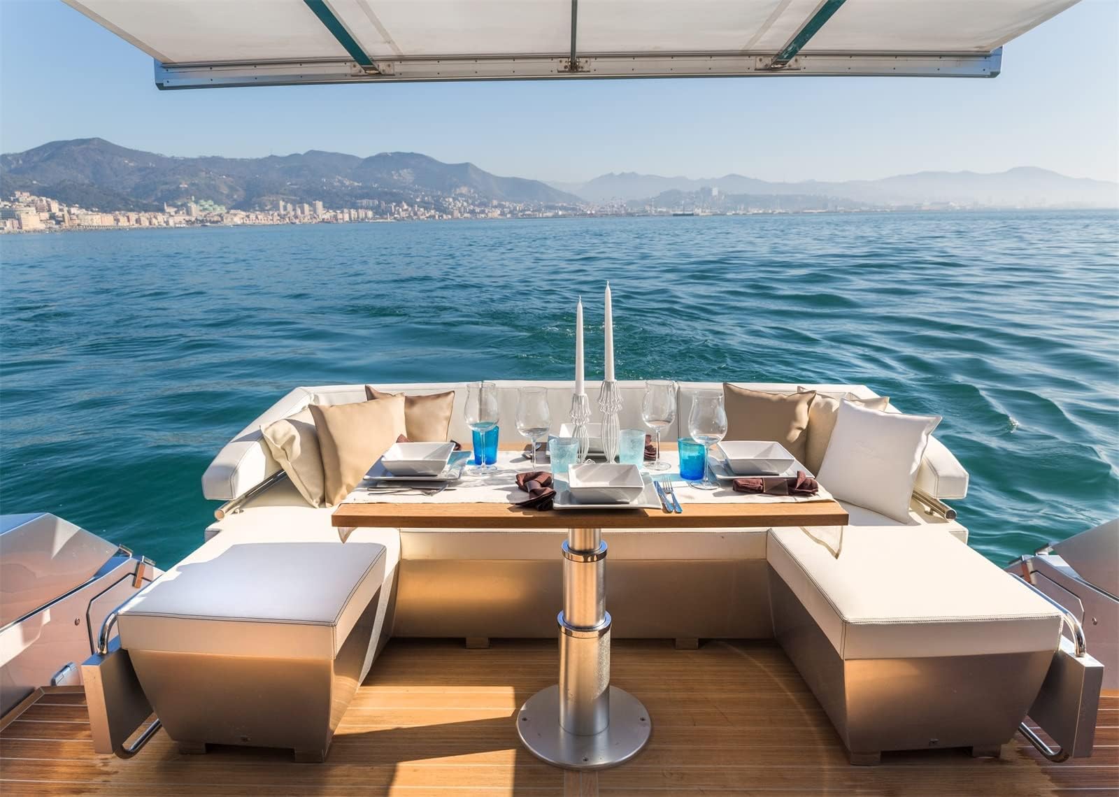 Amazon.com : BELECO 7x5ft Fabric Luxury Yacht Backdrop Dining on Motor ...