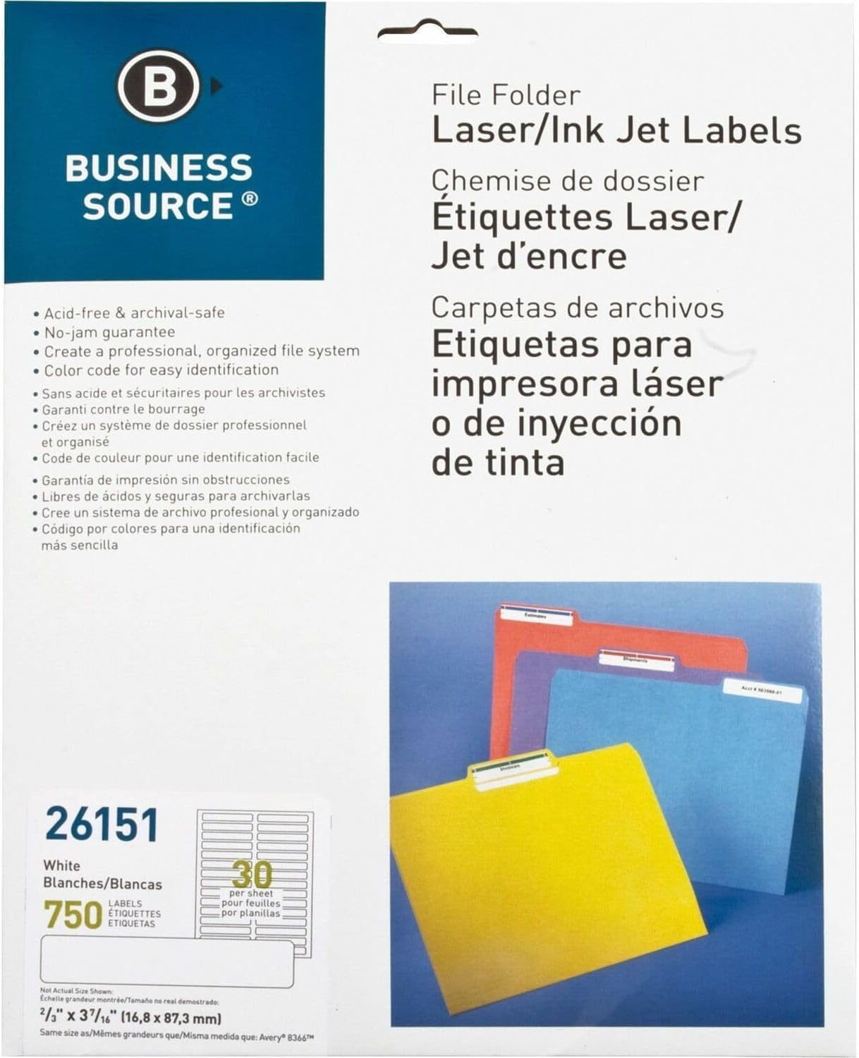 Amazon.com : Business Source 26101 File Folder Labels,Laser/Inkjet,2/3 ...