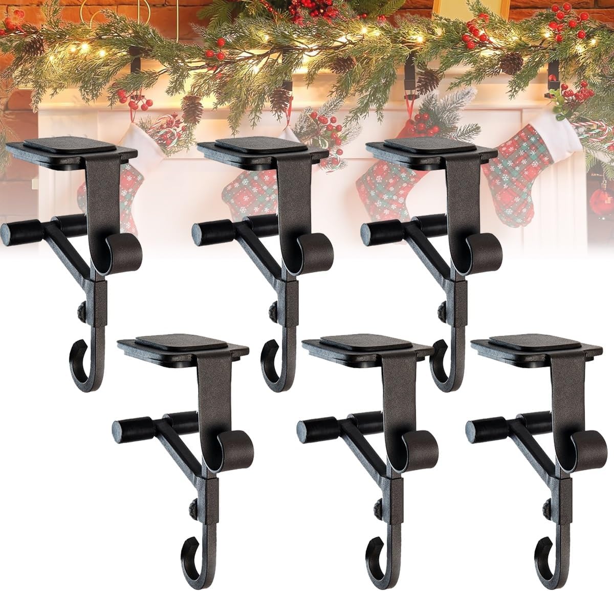 Amazon.com: 2 in 1 Mantel Hanger for Garland, Adjustable Stocking ...