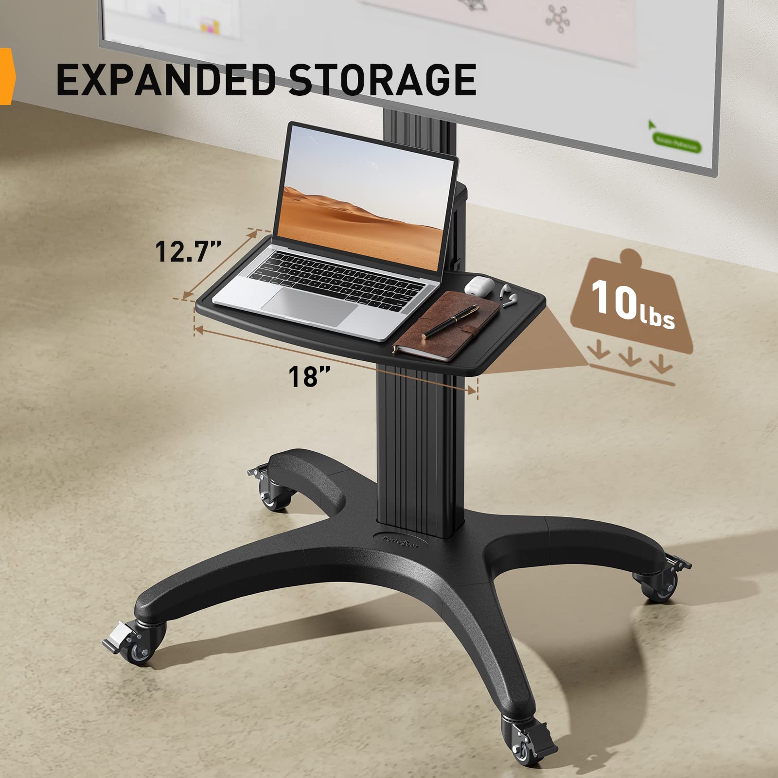 Snapklik.com : Perlegear Mobile TV Cart For 32-65, 70 Inch Flat Or ...