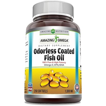 Amazon.com: Amazing Omega Odorless Coated Fish Oil 1000mg 250 Softgels ...