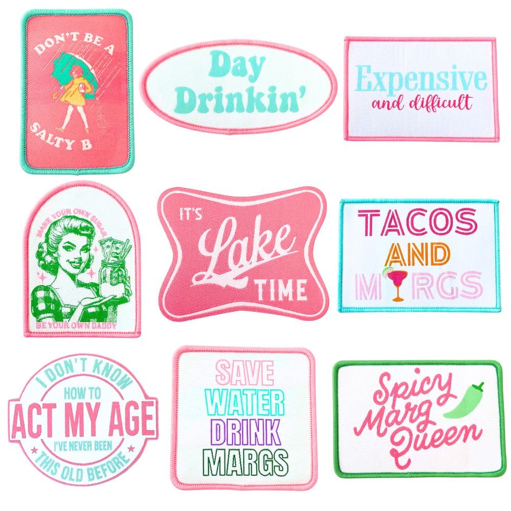 Amazon.com: 9PC Funny Embroidered Trucker Hat Patches Iron on | Fun Bar ...