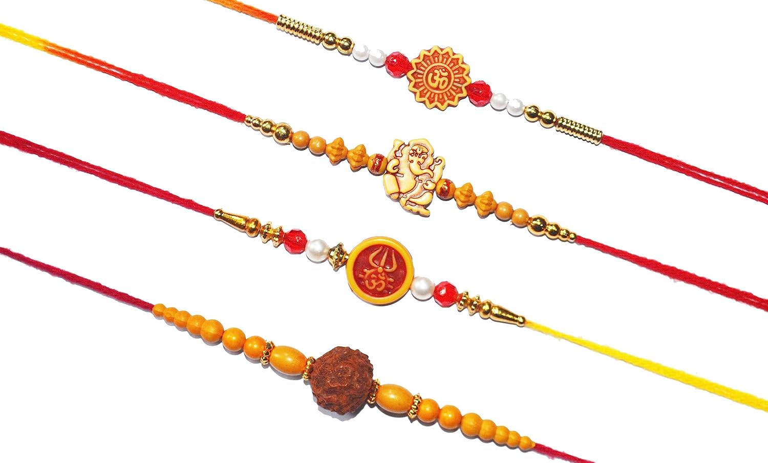 Amazon.com: Traditional Rakhi Combo of Om Rakhi Rudraksha Rakhi Ganesha ...