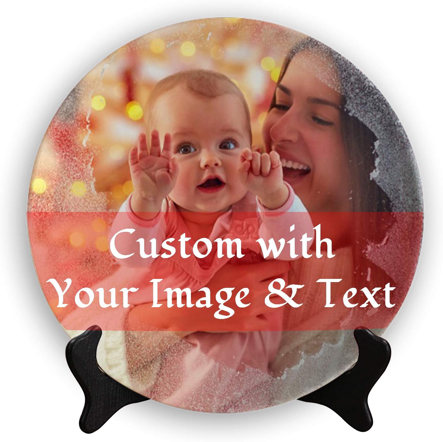 Amazon.com: Custom Photo/Text Decorative Plate with Stands Personalized ...