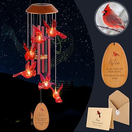 Amazon.com : Cardinal Wind Chimes, Red Cardinal Bird Solar Windchimes ...