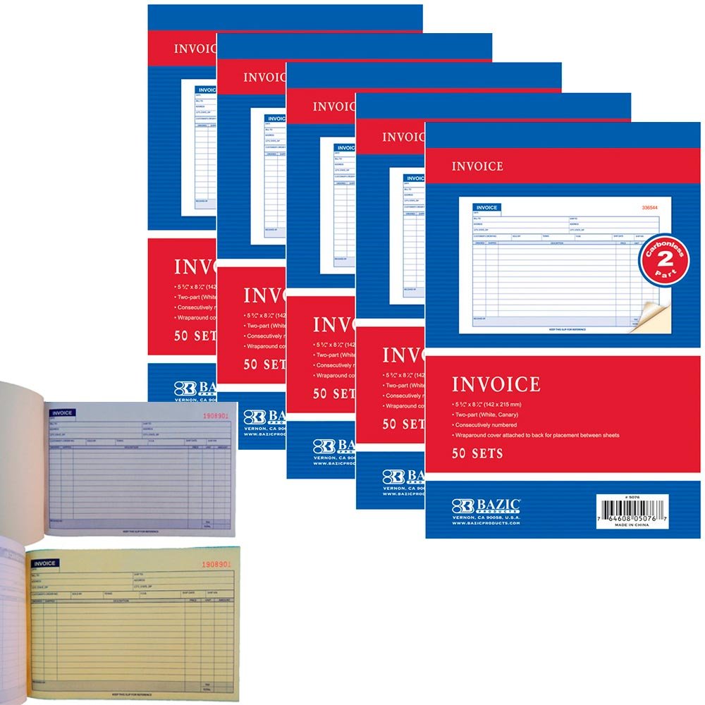 Snapklik.com : 5 Books Carbonless Invoice Receipt Record 2 Part 50 Sets ...