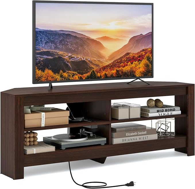 Amazon.com: Giantex Corner TV Stand with Power Outlet, 3-Tier ...