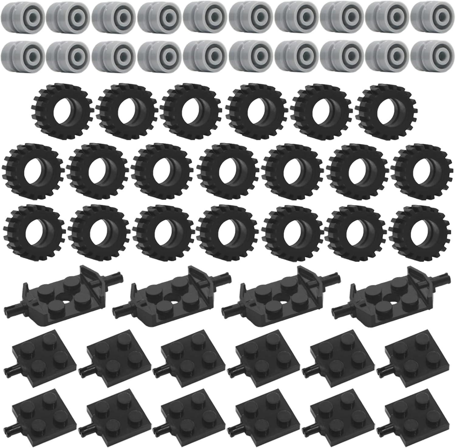 Amazon.com: Tires Wheels and Axles Sets - 56 Pieces Brick Accessories ...