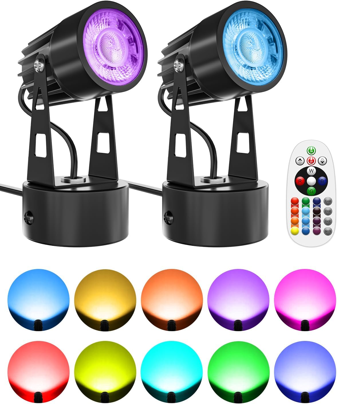 DOREIO LED Spot Lights Indoor 3W RGB Accent Lighting Up Lights Indoor Spotlight Lamp for Plants ...