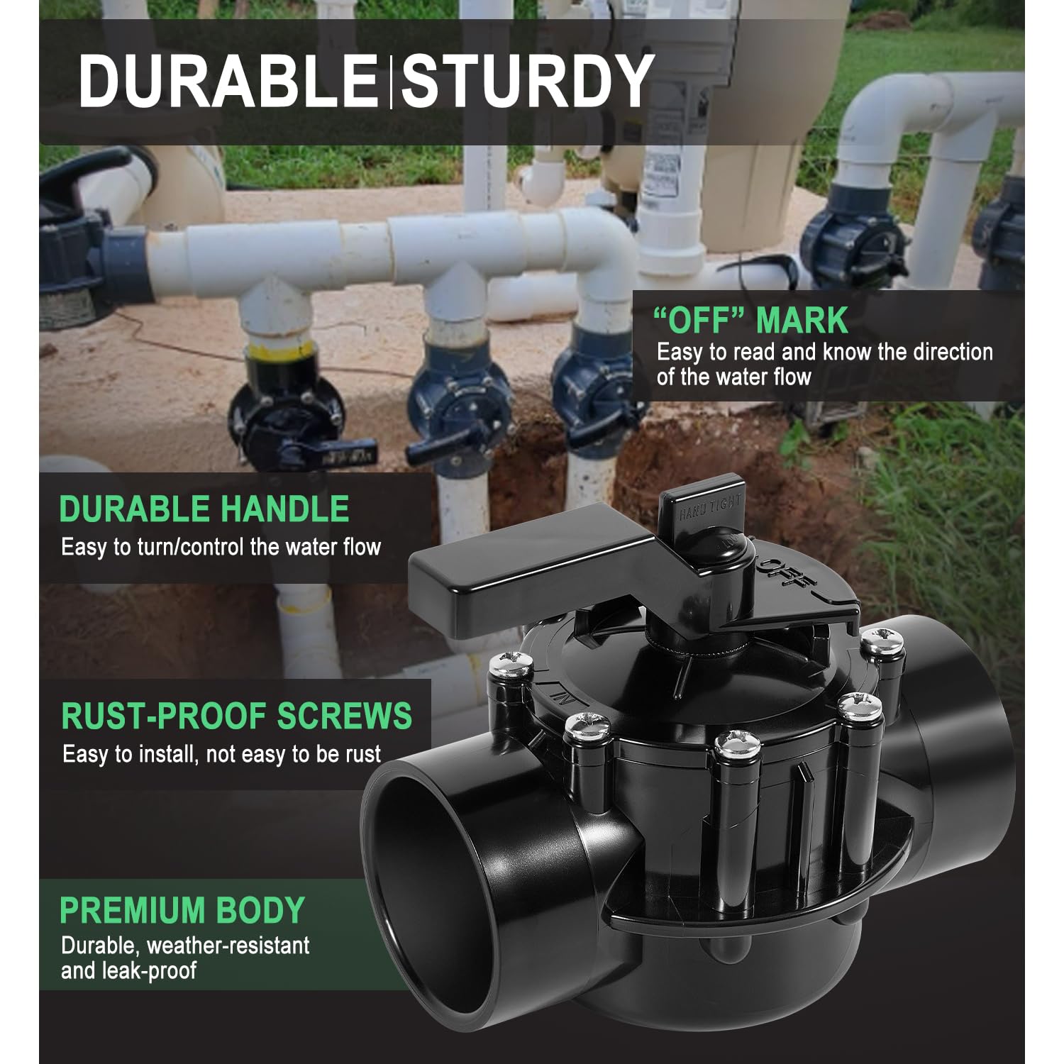 Snapklik.com : 2 Way Valve 2 Inch, Pool Diverter Valve, Positive Seal ...