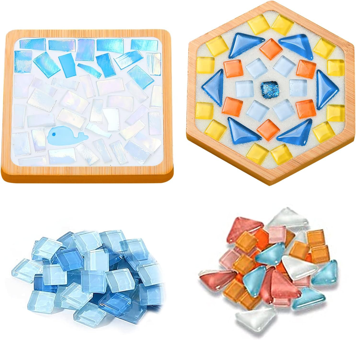 Amazon.com: Glass Mosaic Tile Coaster Kit: 2Pcs Mosaic Tiles for Crafts ...